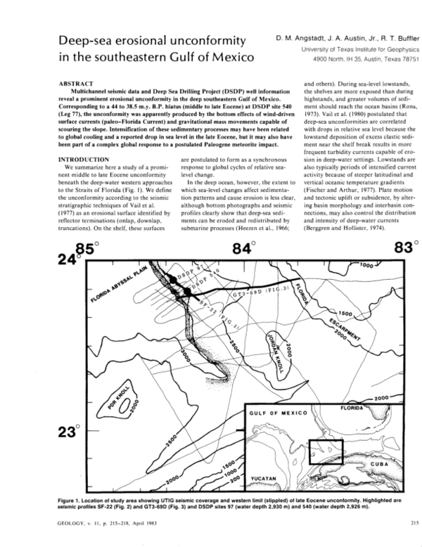 (PDF) Deep-sea erosional unconformity in the southeastern Gulf of Mexico