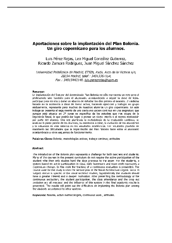 (PDF) Aportaciones sobre la implantación del Plan Bolonia. Un giro ...