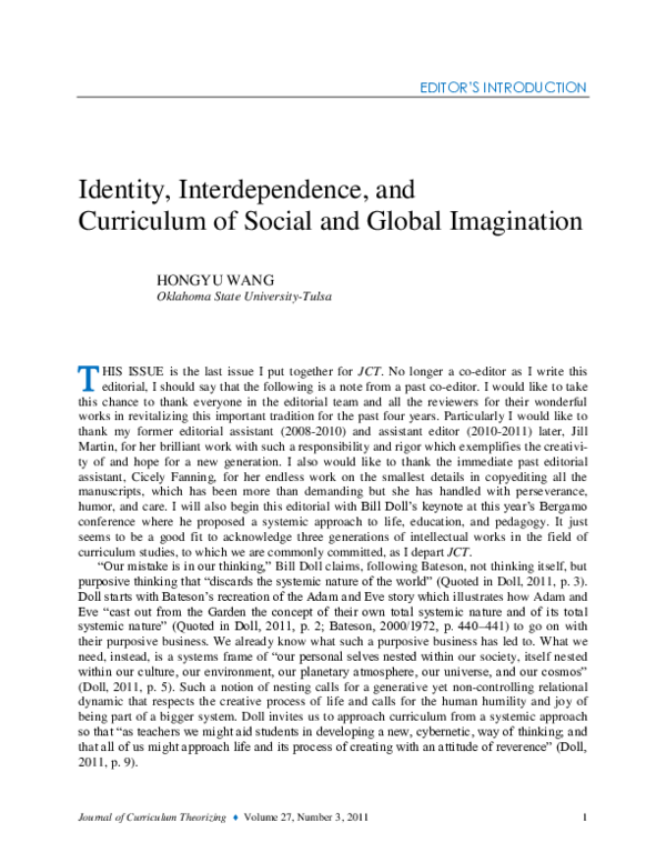 (PDF) Identity, Interdependence, and Curriculum of Social and Global ...