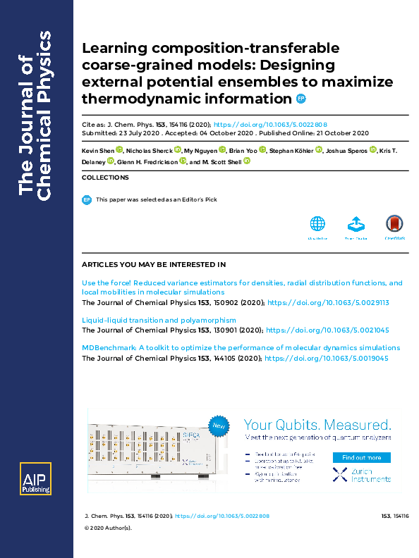 (PDF) Learning composition-transferable coarse-grained models: Designing external potential ...