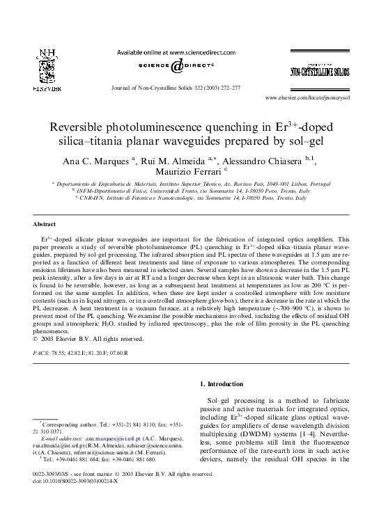 (PDF) Reversible photoluminescence quenching in Er3+-doped silica–titania planar waveguides ...