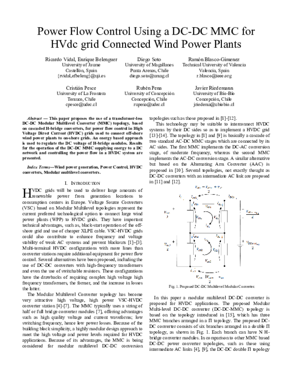 (PDF) Power flow control using a DC-DC MMC for HVdc grid connected wind ...
