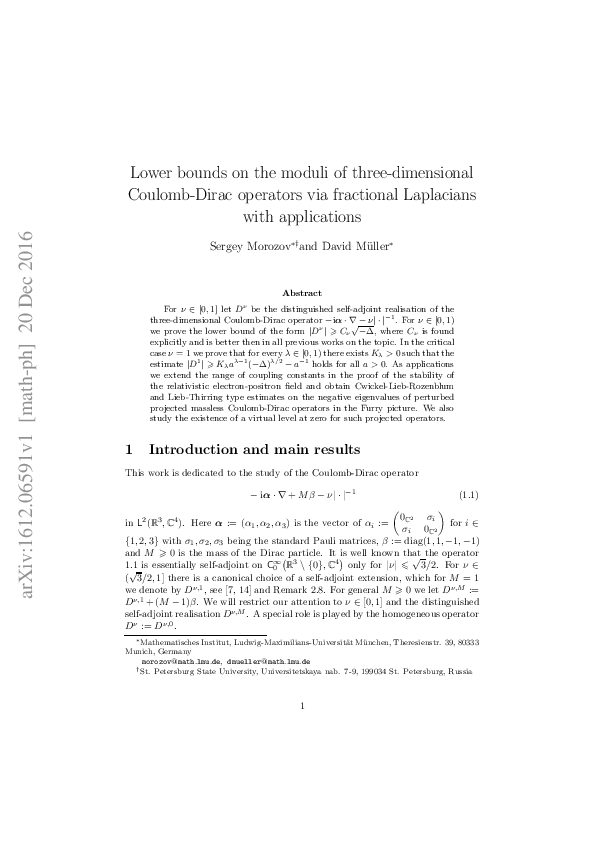 (PDF) Lower bounds on the moduli of three-dimensional Coulomb-Dirac ...