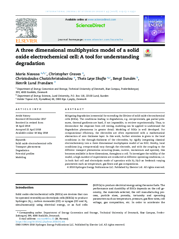 (PDF) A three dimensional multiphysics model of a solid oxide ...