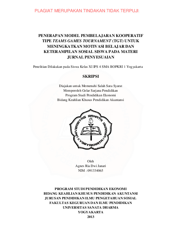 (PDF) Penerapan model pembelajaran kooperatif tipe Teams Games Tournament (TGT) untuk ...