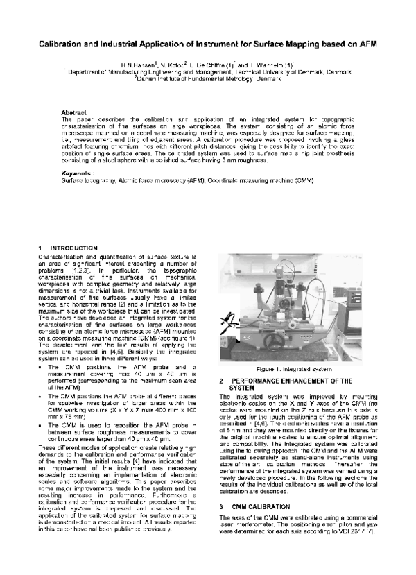 (PDF) Calibration and Industrial Application of Instrument for Surface Mapping based on AFM