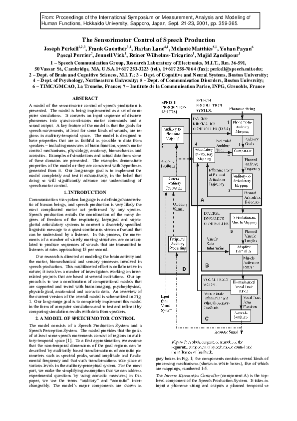 (PDF) The sensorimotor control of speech production | Pascal Perrier - Academia.edu
