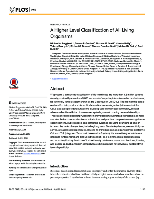 (PDF) Correction: A Higher Level Classification of All Living Organisms
