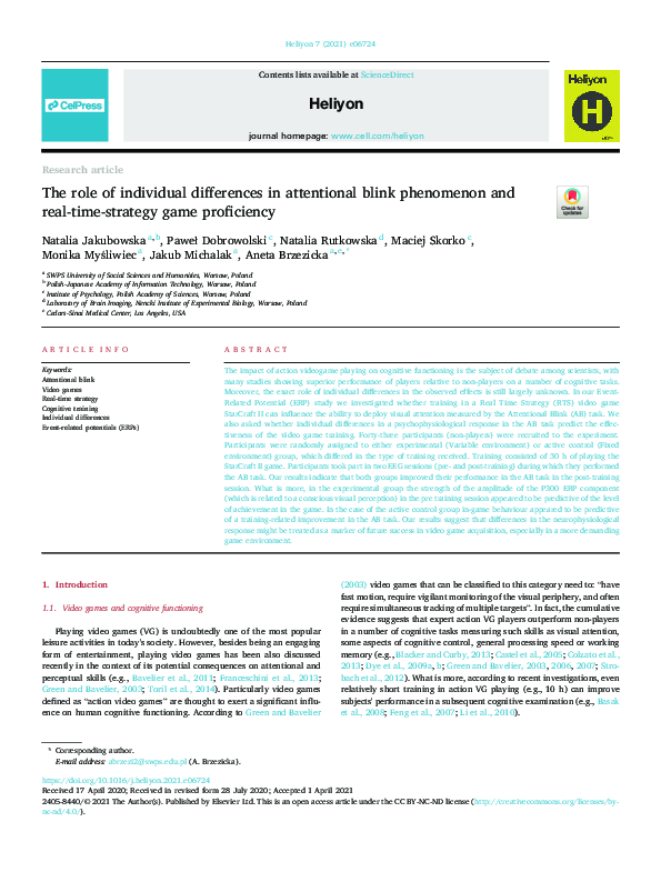 Pdf The Role Of Individual Differences In Attentional Blink Phenomenon And Real Time Strategy