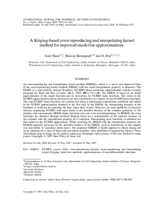 Pdf A Kriging Based Error Reproducing And Interpolating Kernel Method