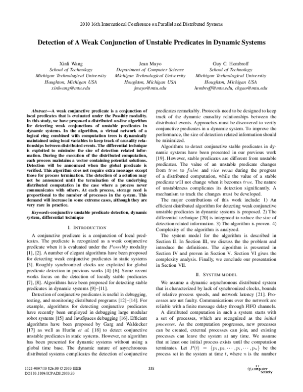 (PDF) Detection of a Weak Conjunction of Unstable Predicates in Dynamic ...