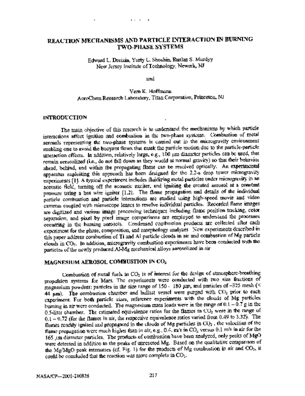(PDF) Reaction mechanisms and particle interaction in burning two-phase systems