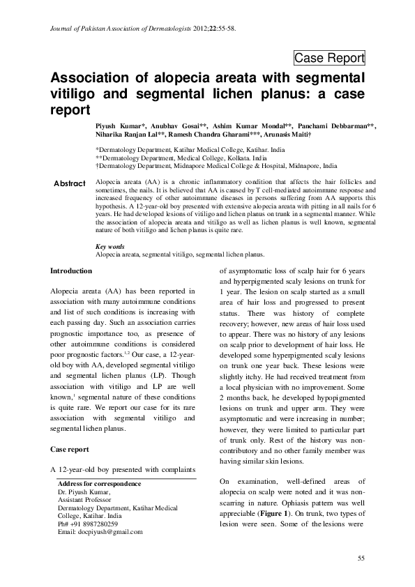 (PDF) Association of alopecia areata with segmental vitiligo and ...