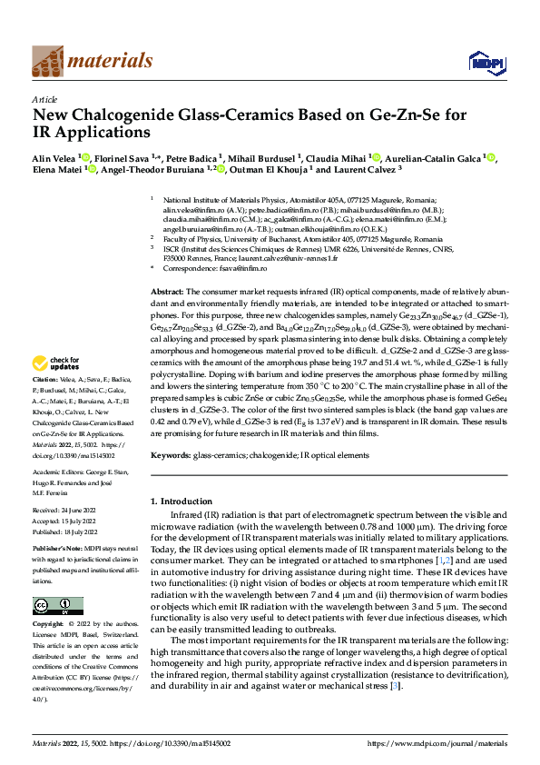 (PDF) New Chalcogenide Glass-Ceramics Based on Ge-Zn-Se for IR ...