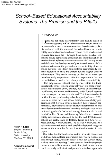 (PDF) School-Based Educational Accountability Systems: The Promise and ...