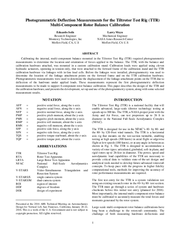 (PDF) Photogrammetric Deflection Measurements for the Tiltrotor Test ...