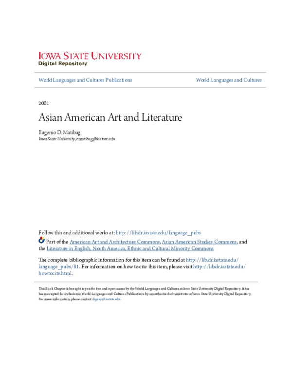 (PDF) Asian American Art and Literature | Eugenio Matibag - Academia.edu