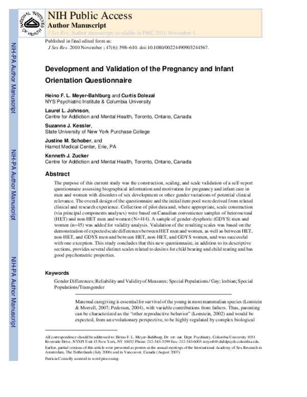 (PDF) Development and Validation of the Pregnancy and Infant ...