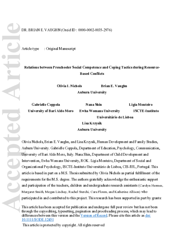 (PDF) Relations between Preschooler Social Competence and Coping ...