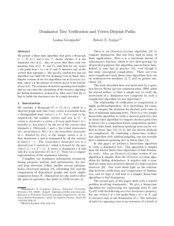 (PDF) Dominator tree verification and vertex-disjoint paths