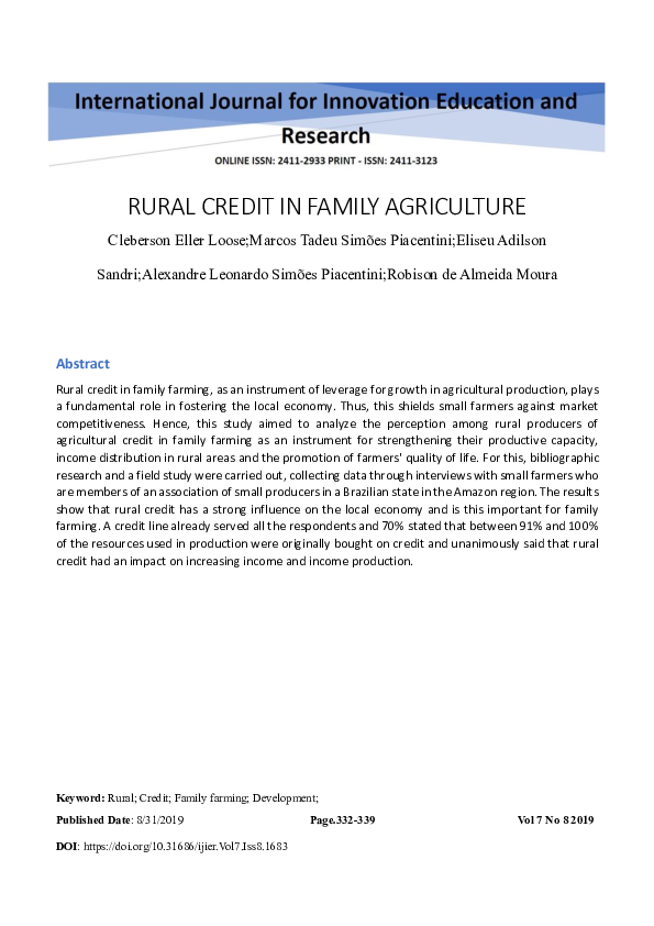 (PDF) Rural Credit in Family Agriculture