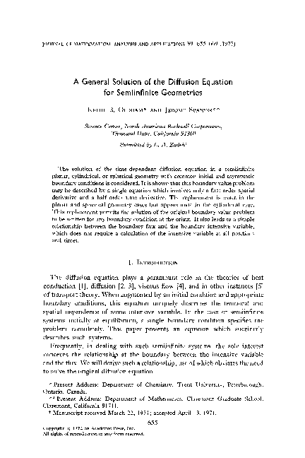 (PDF) A general solution of the diffusion equation for semiinfinite ...