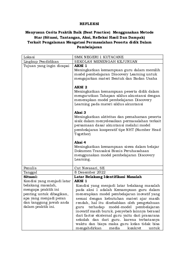 (PDF) Menyusun Cerita Praktik Baik (Best Practice) Menggunakan Metode ...