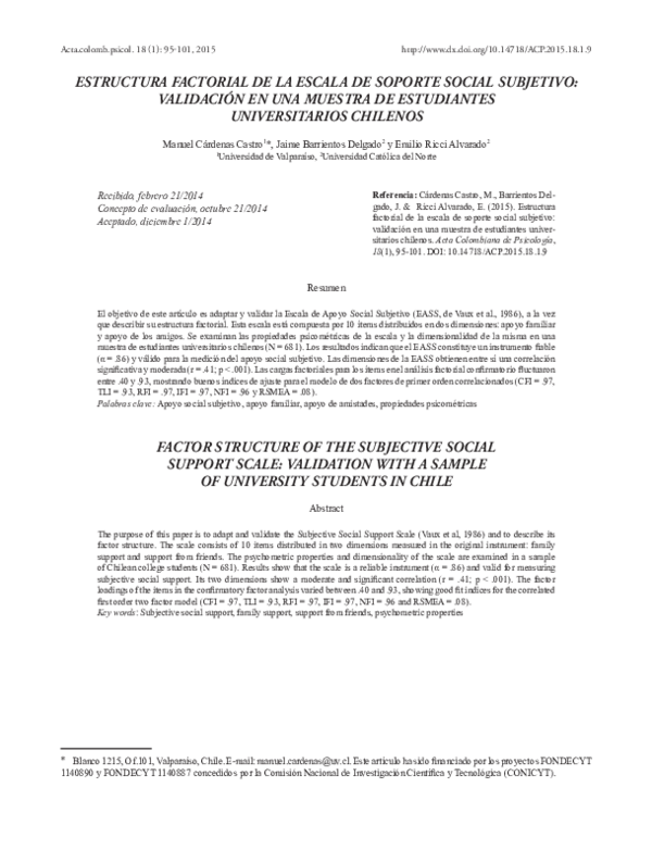 (PDF) The social support appraisals (SS-A) scale: Studies of ...