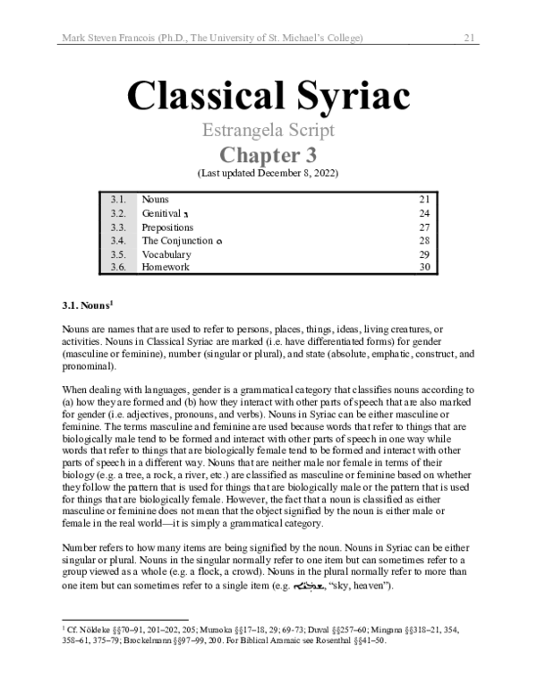 (PDF) Classical Syriac Grammar - Chapter 3