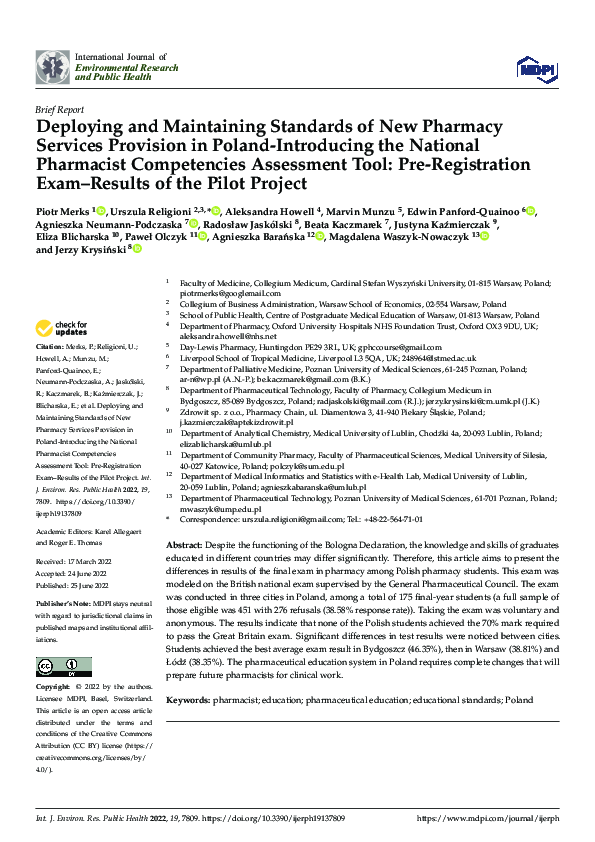 (PDF) Assessing Pharmacy Education in Poland: Exam Results