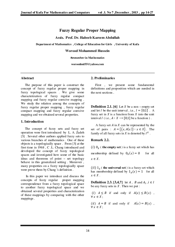 (PDF) Fuzzy Regular Proper Mapping