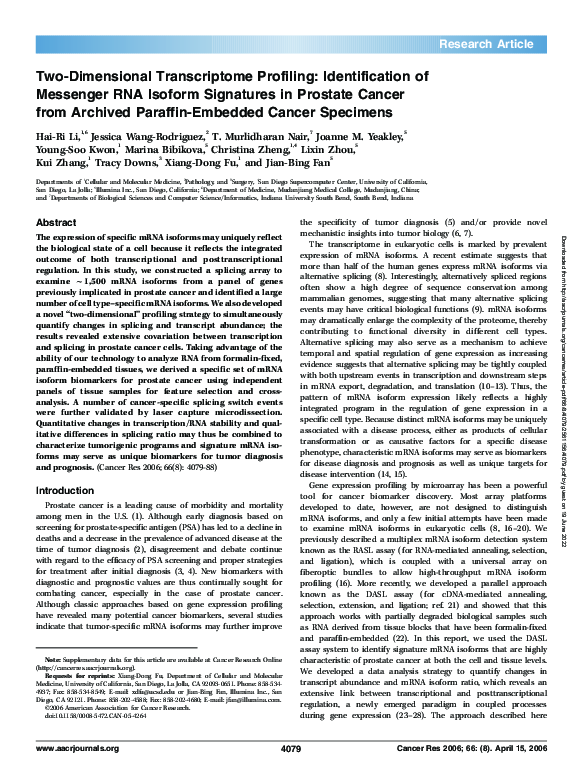 (PDF) Two-Dimensional Transcriptome Profiling: Identification of ...