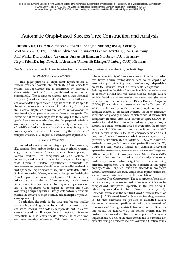 (PDF) Automatic graph-based success tree construction and analysis ...