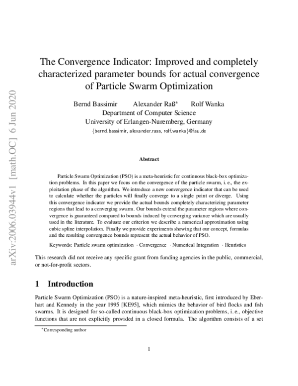 (PDF) The Convergence Indicator: Improved and completely characterized parameter bounds for ...