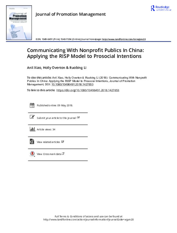 (PDF) Communicating With Nonprofit Publics In China: Applying the RISP ...