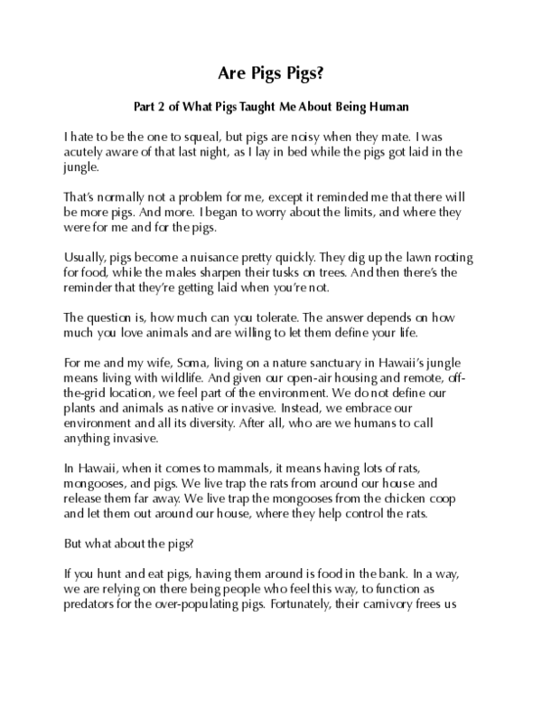 (PDF) Are Pigs Pigs? Part 2 of What Pigs Taught Me About Being Human