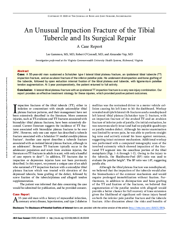 (PDF) An Unusual Impaction Fracture of the Tibial Tubercle and Its ...
