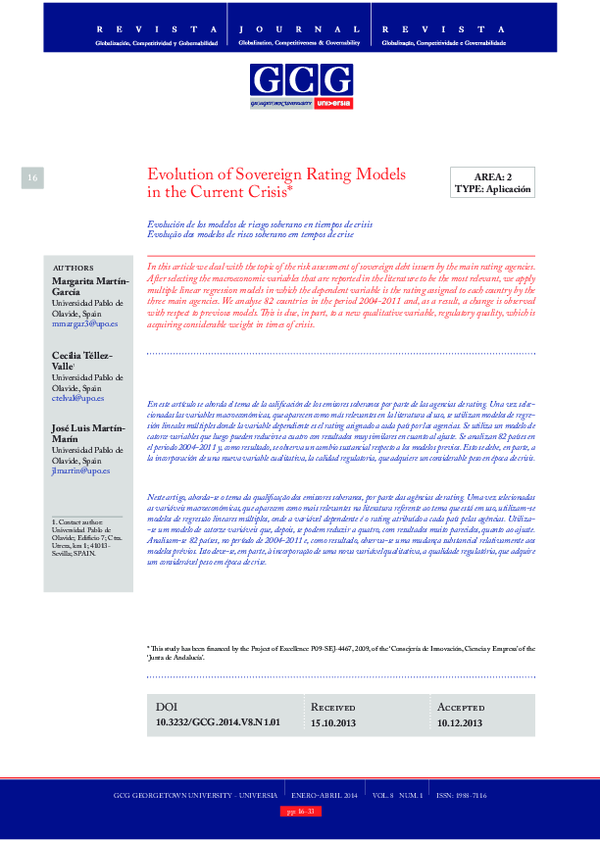 (PDF) Evolution of Sovereign Rating Models in the Current Crisis