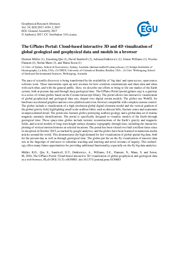 (PDF) The GPlates Portal: Cloud-based interactive 3D and 4D ...