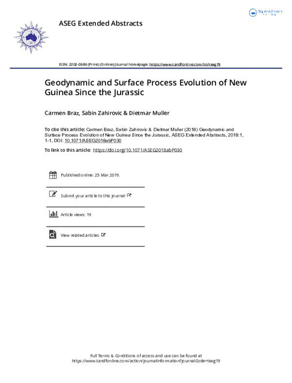 (PDF) Geodynamic and Surface Process Evolution of New Guinea Since the ...
