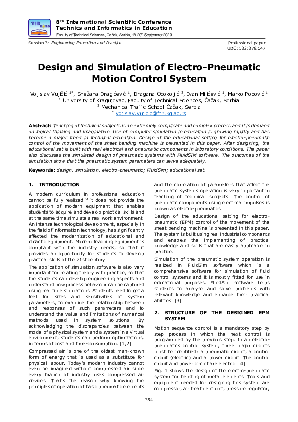 (PDF) Design and Simulation of Electro-Pneumatic Motion Control System