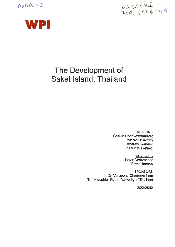 (PDF) The Development of Saket Island, Thailand