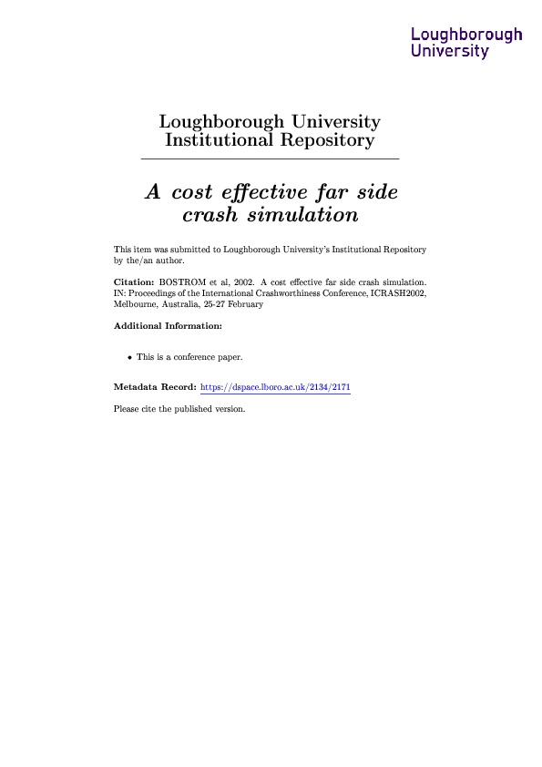(PDF) A cost effective far side crash simulation