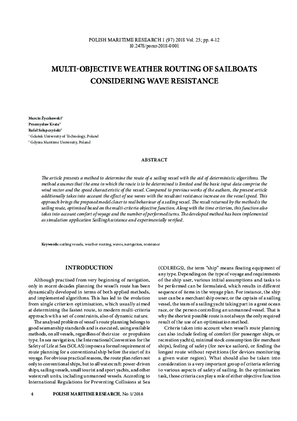 (PDF) Multi-Objective Weather Routing of Sailboats Considering Wave ...