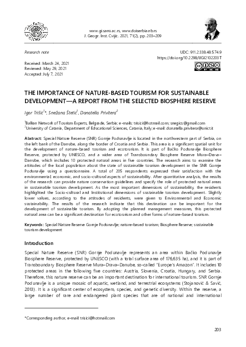 (PDF) The importance of nature-based tourism for sustainable ...