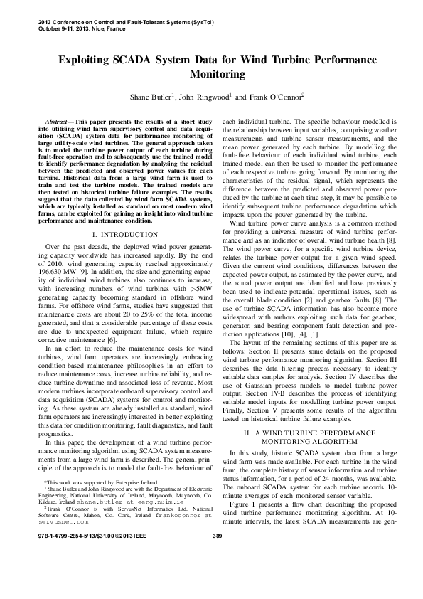 Pdf Exploiting Scada System Data For Wind Turbine Performance Monitoring