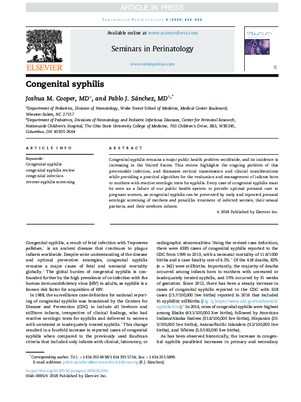 (PDF) Congenital Syphilis