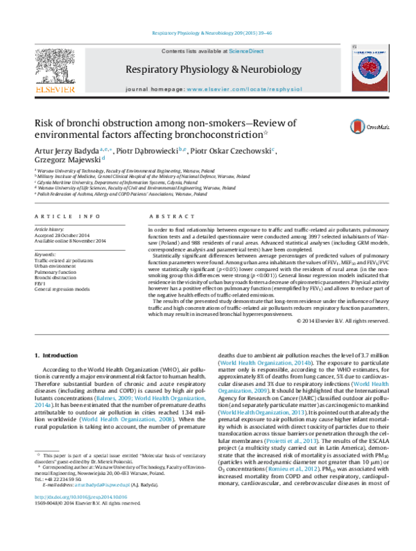 (PDF) Risk of bronchi obstruction among non-smokers—Review of ...