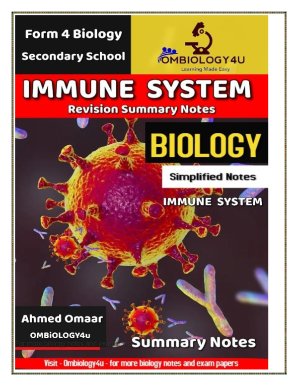 (PDF) Immune System Summary Notes Form 4 Ombiology4u Ahmed Omaar