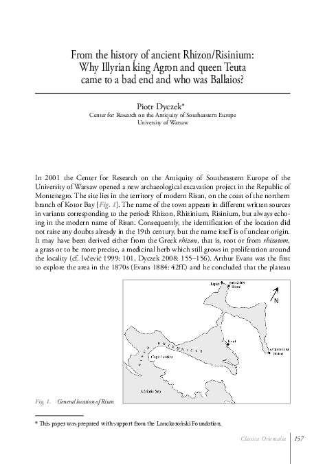 (PDF) From the history of ancient Rhizon/Risinium: Why the Illyrian ...